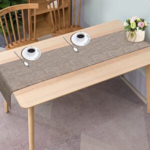 FYY Table Runner 72 Inches Long, Farmhouse Style Table Runner Heat Resistant Non-Slip Washable PVC Stain Resistant Woven Vinyl for Kitchen Dining Table Outdoor Party Holiday Decoration, 12 x 72 Inch