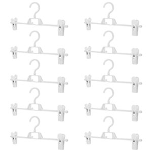 vosarea 10pcs pants hangers plastic skirt hanger with non- slip clips trouser clip hangers for heavy duty ultra thin space saving white