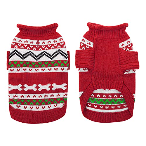 Phyxin Dog Sweater High Neck Pet Knitwear for Cats Dogs Christmas Sweater Pet Pullover for Small Medium Large Dogs Warm Pet Pullover for Winter