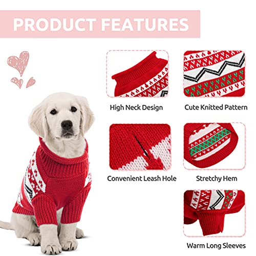 Phyxin Dog Sweater High Neck Pet Knitwear for Cats Dogs Christmas Sweater Pet Pullover for Small Medium Large Dogs Warm Pet Pullover for Winter