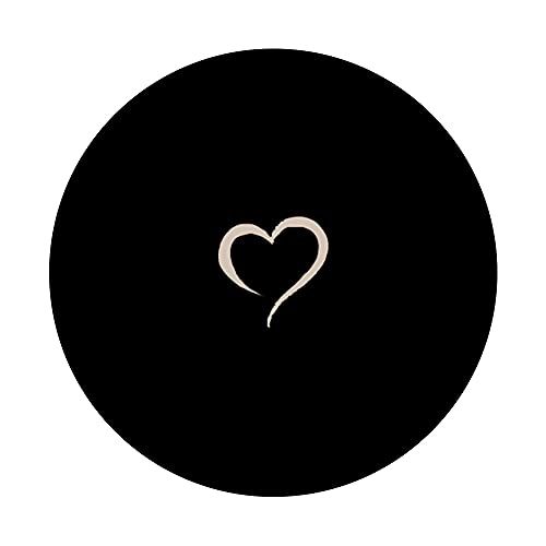 Tan Sand Beige Black Minimalist Hand Drawn Heart PopSockets Swappable PopGrip