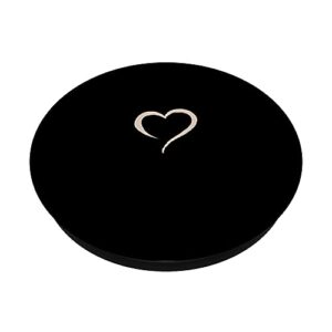 Tan Sand Beige Black Minimalist Hand Drawn Heart PopSockets Swappable PopGrip