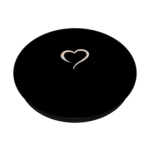 Tan Sand Beige Black Minimalist Hand Drawn Heart PopSockets Swappable PopGrip