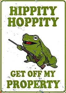 tin poster metal sign hippity hoppity get off my property frog no tresspassing novelty - 8"x12" retro s vintage rules warning bar cafe garage wall decor retro vintage plaque signs