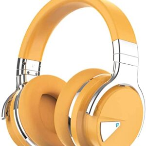 Active Noise Cancelling Bluetooth Wireless Over Ear Headphones with Mircophone, 30H Playtime,Deep Bass, Comfortable Protein Earpads, for Travel, Home, Office(Yellow)