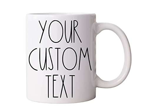 YOUR TEXT HERE Custom Rae Dunn Inspired 11oz Ceramic Mug | One or Two Sided Text