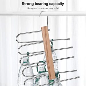 Pants Hangers Space Saving, Non Slip Closet Hangers for Men Women, CANAGROW 5 Layers Closet Organizer Pants Rack Holder for Pants Jeans Scarf Trousers Scarves Ties, 1 Pack