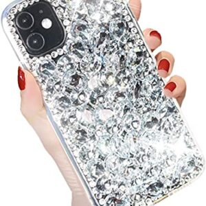 iPhone 12 /iPhone 12 Pro Bling Glitter Case,Luxury Shiny Diamond Crystal Rhinestone Sparkly Jewelled Gemstone 3D Handmade Clear Cover Case for Women Girls with iPhone 12 /iPhone 12 Pro 6.1''