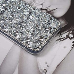 iPhone 12 /iPhone 12 Pro Bling Glitter Case,Luxury Shiny Diamond Crystal Rhinestone Sparkly Jewelled Gemstone 3D Handmade Clear Cover Case for Women Girls with iPhone 12 /iPhone 12 Pro 6.1''