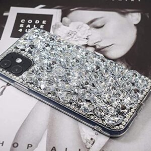 iPhone 12 /iPhone 12 Pro Bling Glitter Case,Luxury Shiny Diamond Crystal Rhinestone Sparkly Jewelled Gemstone 3D Handmade Clear Cover Case for Women Girls with iPhone 12 /iPhone 12 Pro 6.1''