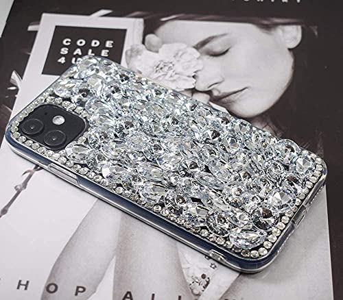 iPhone 12 /iPhone 12 Pro Bling Glitter Case,Luxury Shiny Diamond Crystal Rhinestone Sparkly Jewelled Gemstone 3D Handmade Clear Cover Case for Women Girls with iPhone 12 /iPhone 12 Pro 6.1''