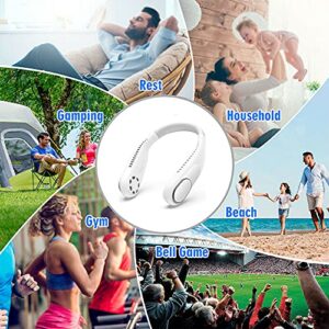 BAIYUNTECH USB Personal Cool Fan,4000 mAh Rechargeable Hands Free Wearable Bladeless Neck Fan with 3 Adjustable Speed for Traveling,Office,Outdoor Sport (White)