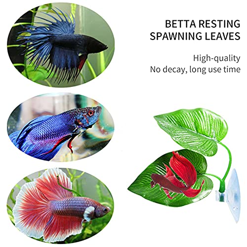 Zickupy 2Pack Beta Leaf Bed Fish Resting Leaf Betta Hammock Beta Tank Decorations Aquarium Plants Betta Fish Accessories for Small Tank