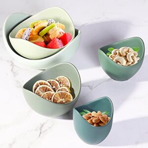 Notakia Salad Bowls, 5 Packs Serving Bowls Porcelain,Lotus Shaped Pasta Bowls, Dishwasher & Microwave Safe, Unique Ceramic Bowls for Salad, Pasta, Soup, Rice, Ideal for Home and Restaurant (Green)