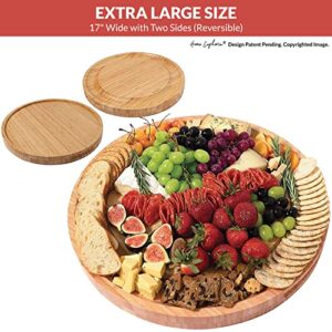 Large Charcuterie Board - 17 in, Round Charcuterie Boards Extra Large, Large Cheese Board, Round Cheese Board Set, Charcuterie Tray, Cheese Tray, Wood Charcuterie Boards, Wood Cheese Board Large