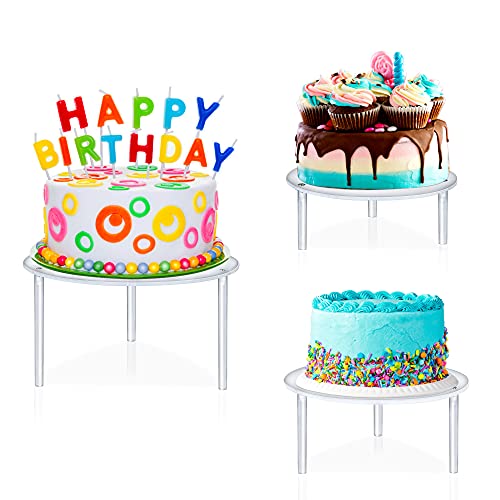 3 Pcs Acrylic Cake Stands, Akamino Reusable Round Cupcake Holder for Dessert Cake Pizza, Display Stand Party Serving Platter for Christmas Wedding Birthday Baby Shower Tea Party