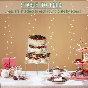 3 Pcs Acrylic Cake Stands, Akamino Reusable Round Cupcake Holder for Dessert Cake Pizza, Display Stand Party Serving Platter for Christmas Wedding Birthday Baby Shower Tea Party