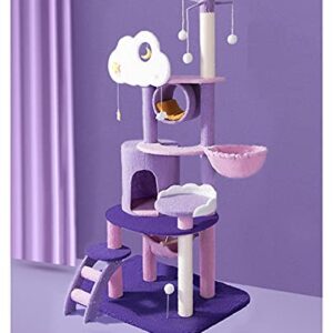 Dreamy Purple Cat Climbing Frame, Cat Litter, Cat Tree, One Scratching Post, Large Cat Tower, Cat Scratching Board Toy, Jumping Platform, Villa Made Of Composite Cashmere Loop Material, Soft And Comfo