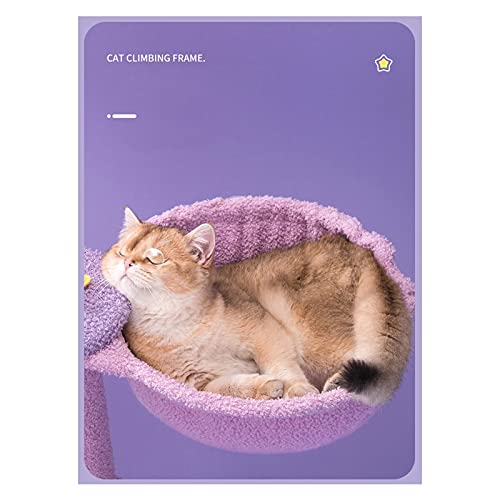 Dreamy Purple Cat Climbing Frame, Cat Litter, Cat Tree, One Scratching Post, Large Cat Tower, Cat Scratching Board Toy, Jumping Platform, Villa Made Of Composite Cashmere Loop Material, Soft And Comfo