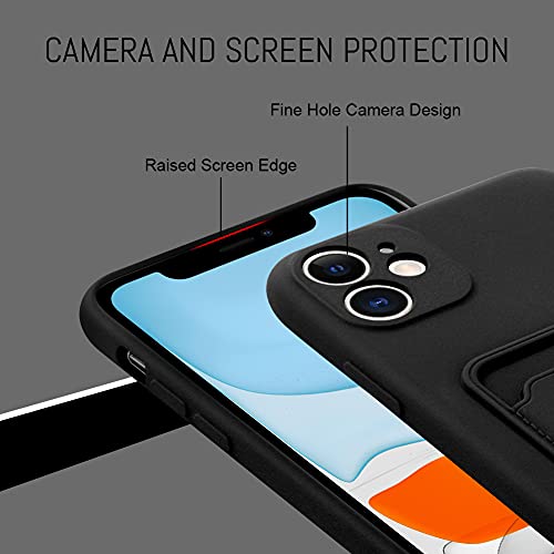 MZELQ Wallet Case for iPhone 11 (6.1 inch), Card Holder Camera Protection Cover for iPhone 11 + Screen Protector, Soft Slim Card Slot Case Compatible with iPhone 11 Phone Case -Black