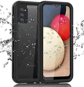 samsung galaxy a02s waterproof case with built-in screen protector dustproof shockproof drop proof heavy duty phone case, rugged full body underwater protective cover for samsung galaxy a02s - black