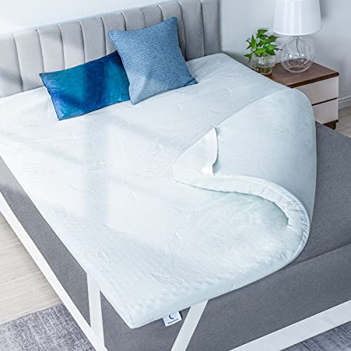 Cooling Gel Mattress Topper Queen, 3 Inch Memory Foam Mattress Topper, Marine Moon Soft Egg Crate Bed Topper, High-Density & Breathable Pad with Removable Cover