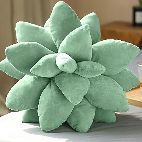 2Pack 3D Succulents Cactus, Cute Throw Pillows, Succulent Plush Green Flower, Plant Shaped, Novelty Succulent Pillows Decorative for Home Bedroom Room Decor (Dark Green)