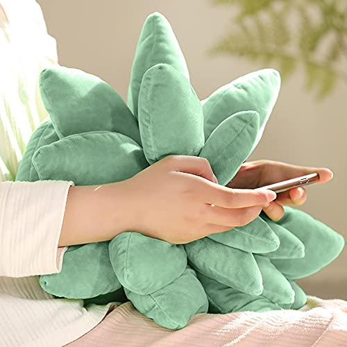 2Pack 3D Succulents Cactus, Cute Throw Pillows, Succulent Plush Green Flower, Plant Shaped, Novelty Succulent Pillows Decorative for Home Bedroom Room Decor (Dark Green)