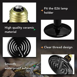 Simple Deluxe 250W Reptile Ceramic Heat Lamp Bulb Warm Emitter Brooder Coop Heater for Amphibian Pet & Incubating Chicken No Light Emitting, Snake/Lizard/Spider, 2-Pack