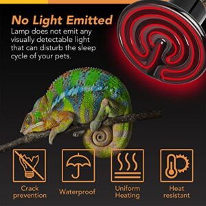 Simple Deluxe 250W Reptile Ceramic Heat Lamp Bulb Warm Emitter Brooder Coop Heater for Amphibian Pet & Incubating Chicken No Light Emitting, Snake/Lizard/Spider, 2-Pack