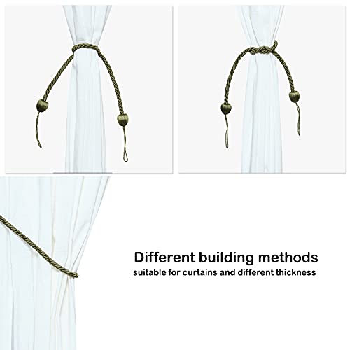 MALANOV Curtain Ropes Tiebacks Tie-Backs, Curtain Handmade Holdbacks, Polyester Curtain Tieback (Green-2Pc)