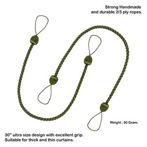 MALANOV Curtain Ropes Tiebacks Tie-Backs, Curtain Handmade Holdbacks, Polyester Curtain Tieback (Green-2Pc)