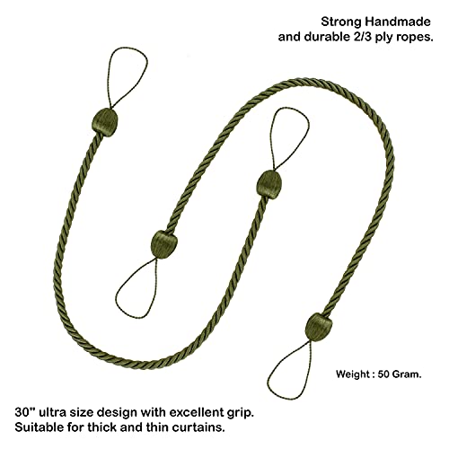 MALANOV Curtain Ropes Tiebacks Tie-Backs, Curtain Handmade Holdbacks, Polyester Curtain Tieback (Green-2Pc)