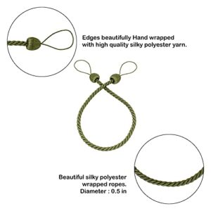 MALANOV Curtain Ropes Tiebacks Tie-Backs, Curtain Handmade Holdbacks, Polyester Curtain Tieback (Green-2Pc)