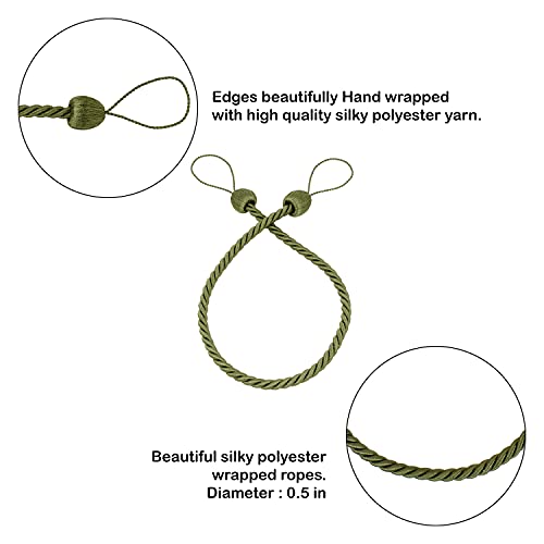 MALANOV Curtain Ropes Tiebacks Tie-Backs, Curtain Handmade Holdbacks, Polyester Curtain Tieback (Green-2Pc)