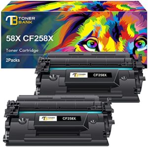 toner bank compatible toner cartridge replacement for hp 58x cf258x 58a cf258a for pro m404n m404dn m404dw pro mfp m428fdw m428fdn m428dw m404 m428 printer ink (black, 2 pack)