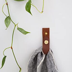 KEYAIIRA - Leather Hanger Strap with Snap that Opens & Closes - functional wall entryway organizer hook bathroom hand towel holder brass boho decor wall jewelry holder