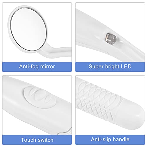 Dental Mirror with Light Teeth Inspection LED Mirror Anti-Fog Mouth Mirror MM380 Dentist Oral Care Tool