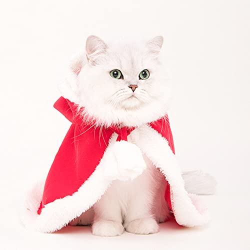 Pet Christmas Costume,Cat Cloak with Xmas Hat,Christmas Cat Dog Costume Pet Cape,Dog Clothes for Christmas,Hooded Cape Dog Puppy Dress Up for Cats and Small to Medium Sized Dog