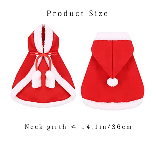 Pet Christmas Costume,Cat Cloak with Xmas Hat,Christmas Cat Dog Costume Pet Cape,Dog Clothes for Christmas,Hooded Cape Dog Puppy Dress Up for Cats and Small to Medium Sized Dog