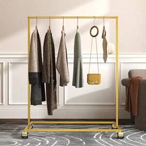 mairhk metal clothing rack on wheels, gold garment rack rolling hanging rack for bedroom, hall, clothes store and boutique-(39''l)