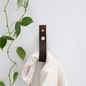 KEYAIIRA - Leather Wall Strap that Opens & Closes - entryway hook for handbags, shopping totes, keys, towels minimalist functional interior design snap jewelry hook