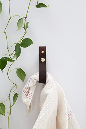 KEYAIIRA - Leather Wall Strap that Opens & Closes - entryway hook for handbags, shopping totes, keys, towels minimalist functional interior design snap jewelry hook