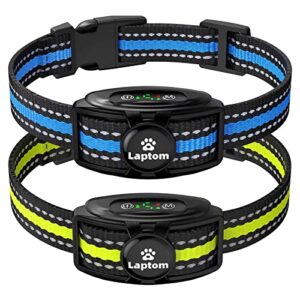 laptom pro 2 pack smart dog bark collar - 5 adjustable sensitivity/vibration&sound/rechargeable/ipx7 waterproof - no shock bark control training collar for small medium large dog (v1)