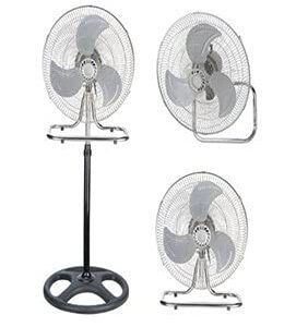 PrimeTrendz 3 in 1 (Stand + Desk + Wall Fan) High Velocity 18 Inch Industrial Grade Floor Stand Mount Oscillating Blower Fan (3 Blade)