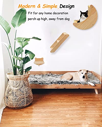 Cat Shelf for Wall Hammock Climbing Shelves and Perches Solid Wood Cat Steps for Activity Indoor Cats Wall Furniture 3pcs/Set