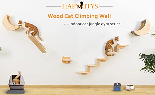 Cat Shelf for Wall Hammock Climbing Shelves and Perches Solid Wood Cat Steps for Activity Indoor Cats Wall Furniture 3pcs/Set