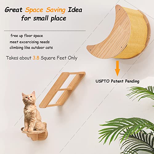 Cat Shelf for Wall Hammock Climbing Shelves and Perches Solid Wood Cat Steps for Activity Indoor Cats Wall Furniture 3pcs/Set