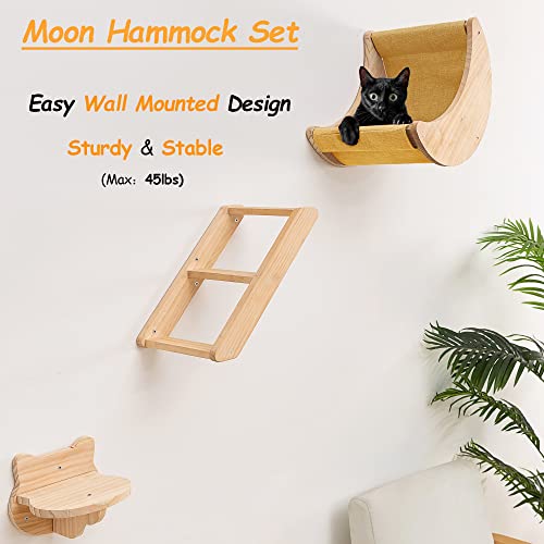 Cat Shelf for Wall Hammock Climbing Shelves and Perches Solid Wood Cat Steps for Activity Indoor Cats Wall Furniture 3pcs/Set