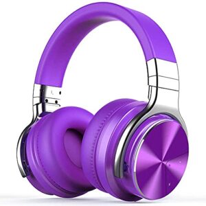 Active Noise Cancelling Headphones Bluetooth Headphones with Microphone Deep Bass Wireless Headphones Over Ear, Comfortable Protein Earpads, 30 Hours Playtime for Travel/Work (DarkViolet)